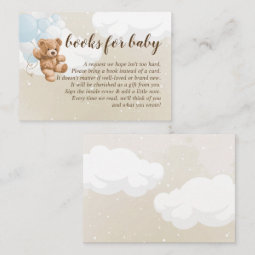 Teddy Bear with Blue Balloons Books For Baby Card | Zazzle