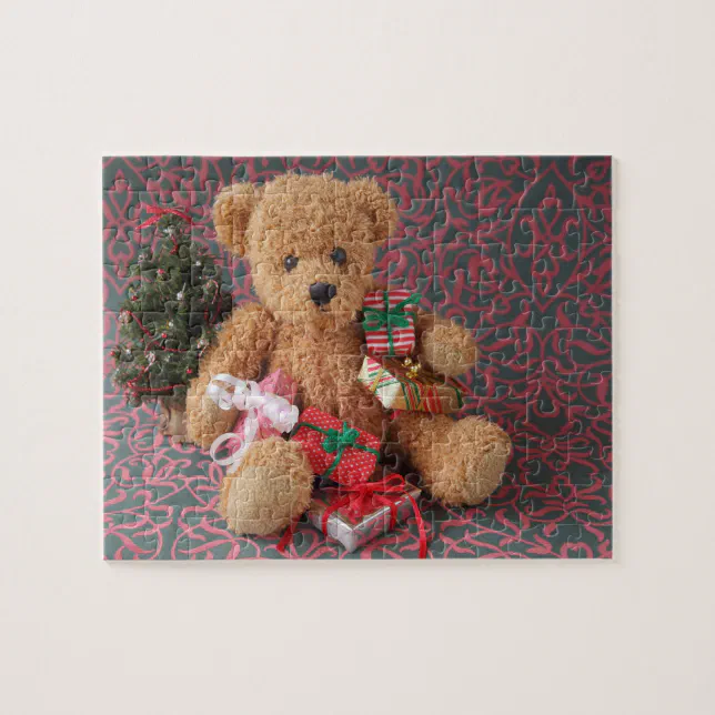 Teddy bear with many Christmas gifts Jigsaw Puzzle | Zazzle