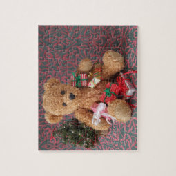 Teddy bear with many Christmas gifts Jigsaw Puzzle | Zazzle