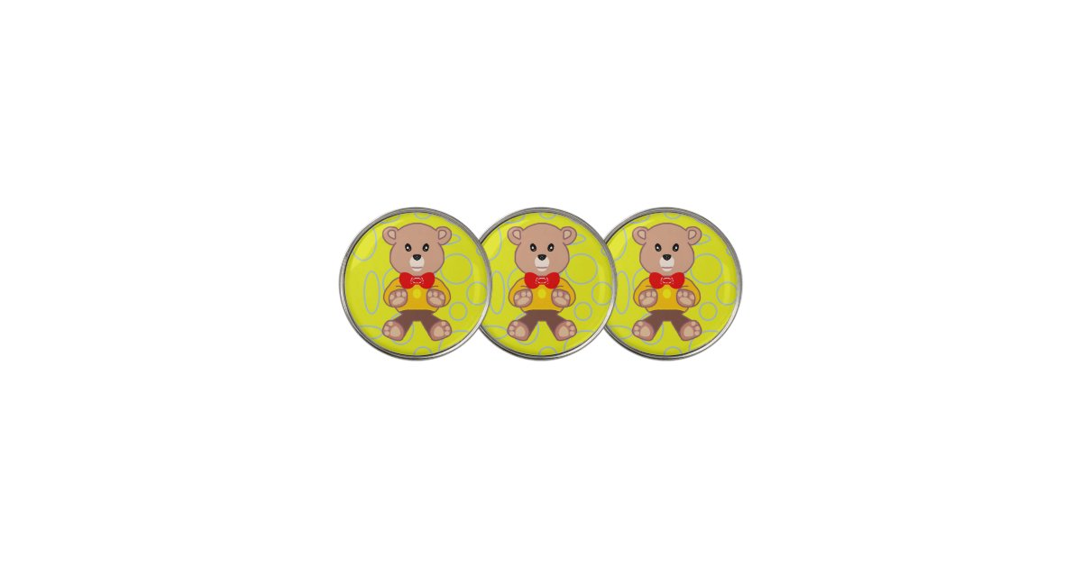 Teddy Bear Yellow Geometric Golf Ball Marker | Zazzle