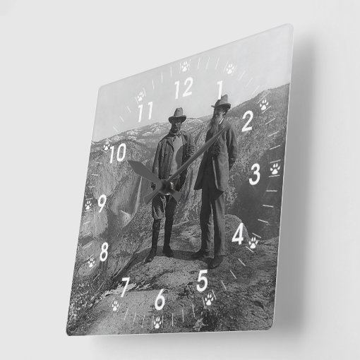 Teddy Roosevelt and John Muir in Yosemite Square Wall Clock | Zazzle