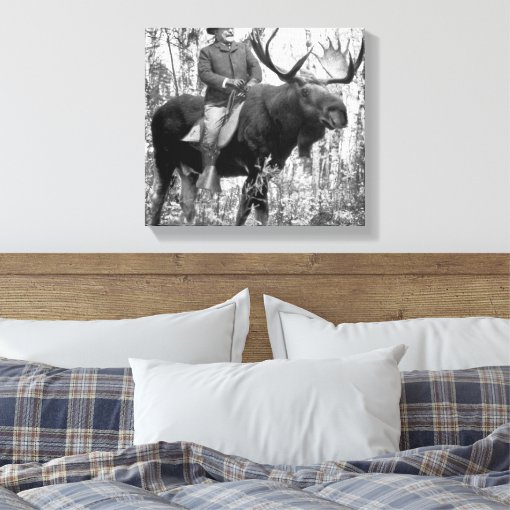 Teddy Roosevelt Riding A Bull Moose Canvas Print | Zazzle