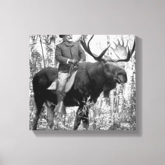 Teddy Roosevelt Riding A Bull Moose Canvas Print | Zazzle