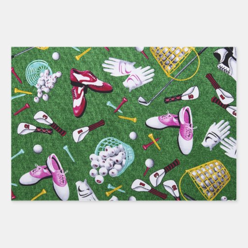 Tee Time Golfers Collection Wrapping Paper Sheets | Zazzle