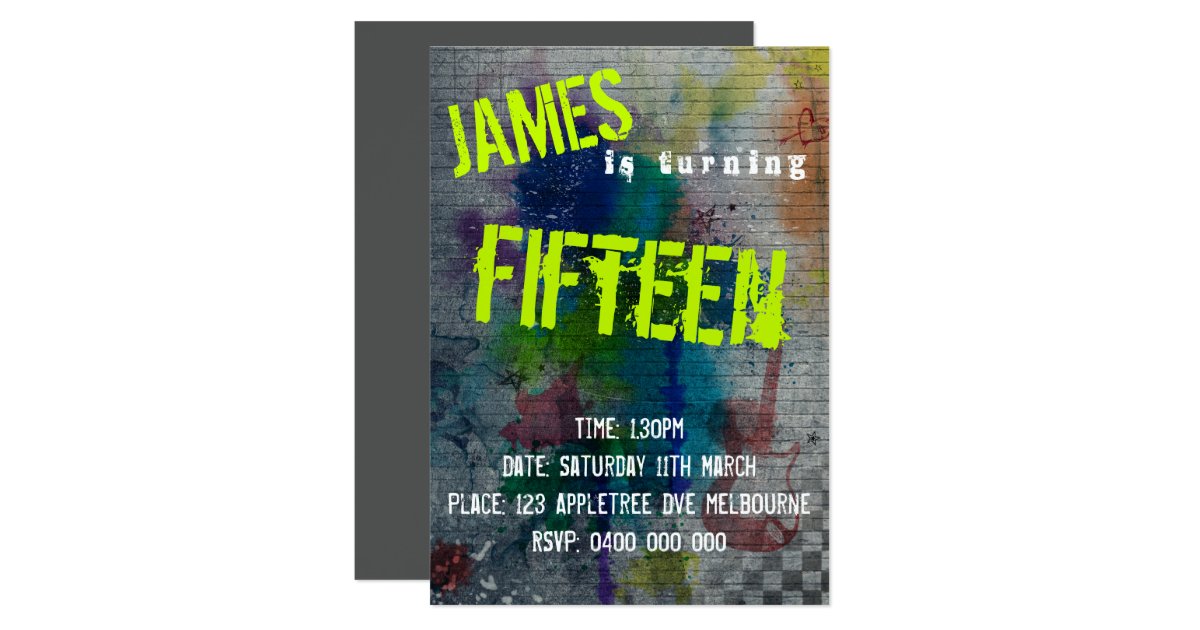 Teen Boy Graffiti Invitation | Zazzle.com