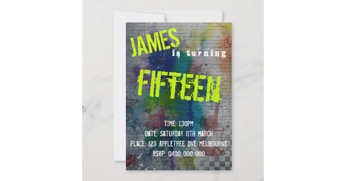 Teen Boy Graffiti Invitation | Zazzle
