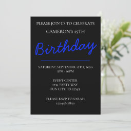 Teen Boy Men Man Birthday Party Invitation | Zazzle