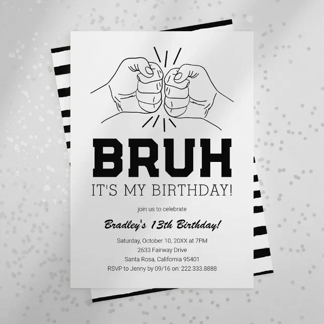 Teen Bruh It's My Birthday Party Invitation | Zazzle