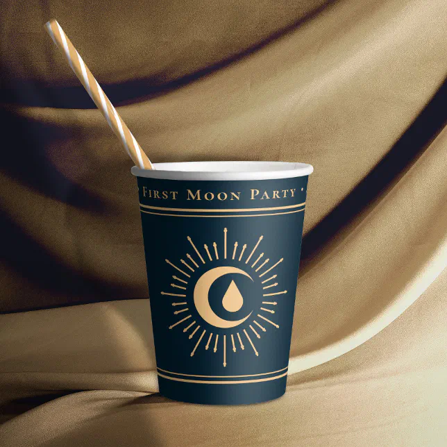 Teen Girl Celestial Blue First Moon Period Party Paper Cups | Zazzle
