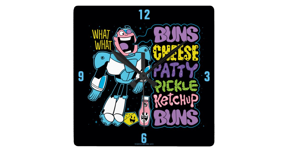 Teen Titans Go! | Cyborg Burger Rap Square Wall Clock | Zazzle