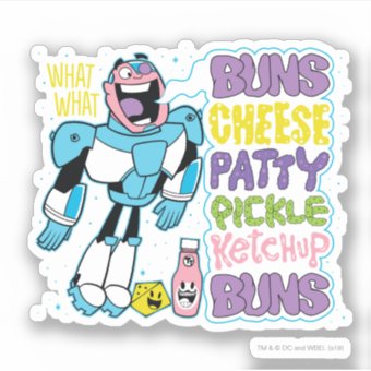 Teen Titans Go! | Cyborg Burger Rap Sticker | Zazzle