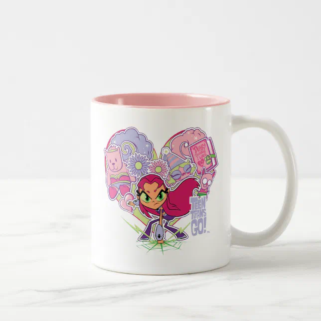 Teen Titans Go! | Starfire's Heart Punch Graphic Two-Tone Coffee Mug ...