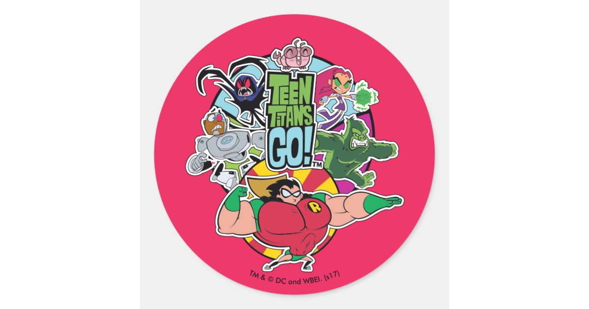 Teen Titans Go! | Team Group Graphic Classic Round Sticker | Zazzle