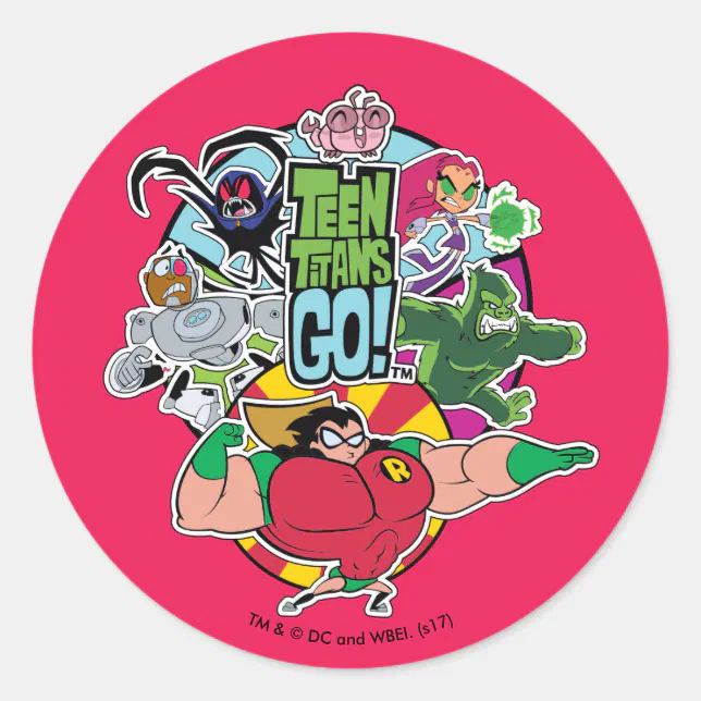 Teen Titans Go! | Team Group Graphic Classic Round Sticker | Zazzle