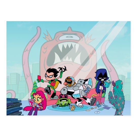 Teen Titans Go! | Tentacled Monster Approaches Postcard | Zazzle.com