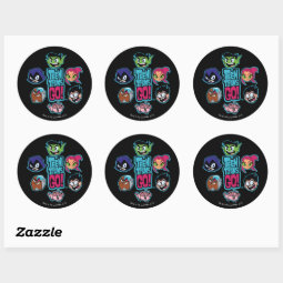 Teen Titans Go! | Titans Head Pattern Classic Round Sticker | Zazzle