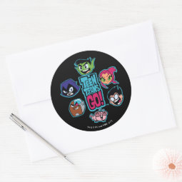 Teen Titans Go! | Titans Head Pattern Classic Round Sticker | Zazzle