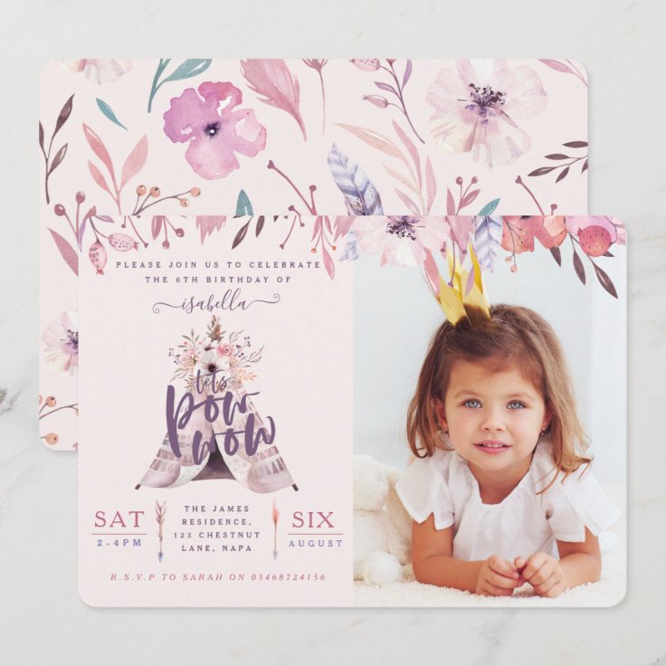 teepee birthday photo party invite. invitation | Zazzle