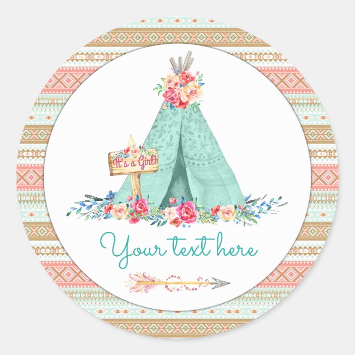 TeePee Boho Tribal Aztec Favor Gift Thank You Classic Round Sticker ...
