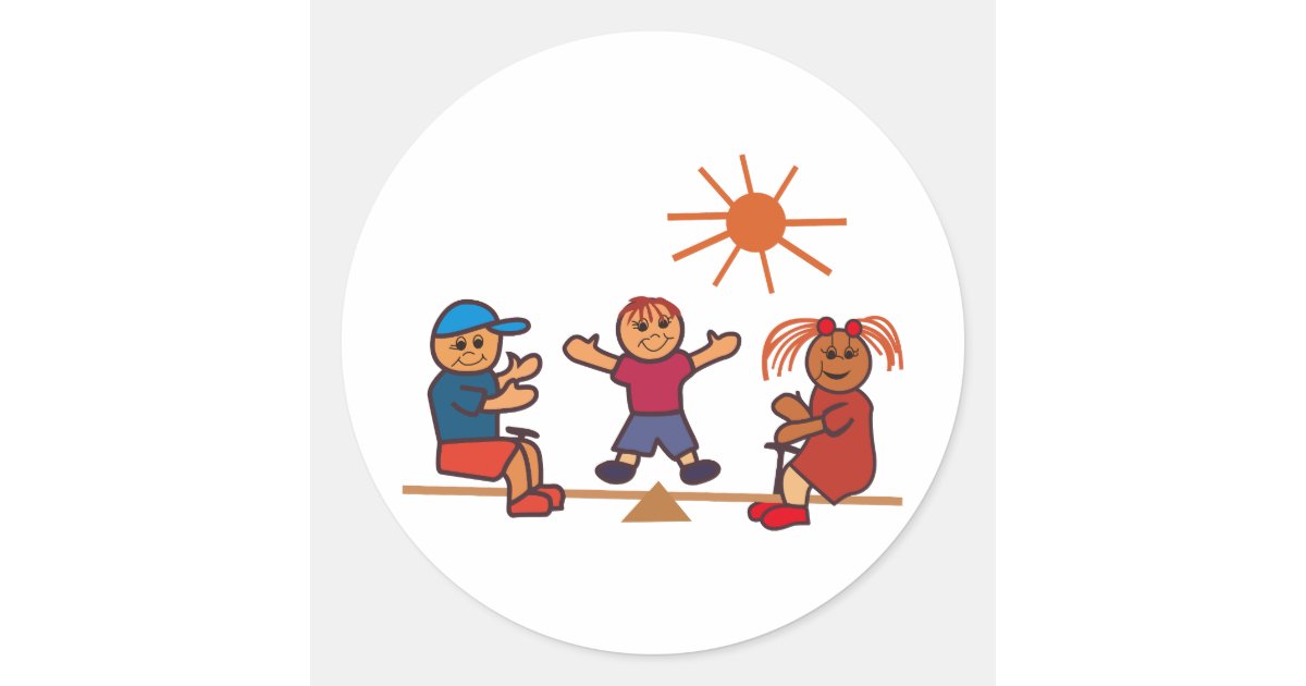 Teeter-Totter Kids Classic Round Sticker | Zazzle