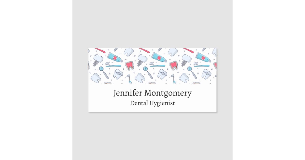 Teeth and Tools Dental Pattern Name Tag | Zazzle