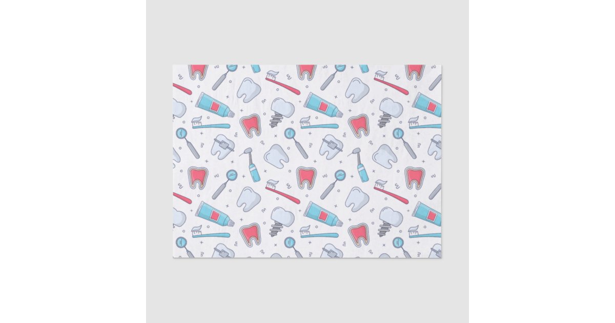 Teeth and Tools Dental Pattern Tissue Paper | Zazzle