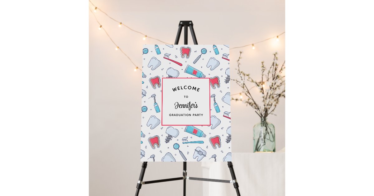 Teeth and Tools Dental Pattern Welcome Foam Board | Zazzle