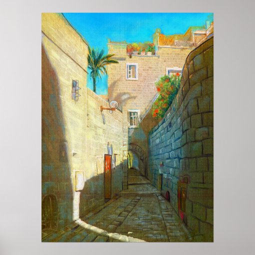 Tel-Aviv Jaffo Old City Israel Travel Oil Painting Poster | Zazzle