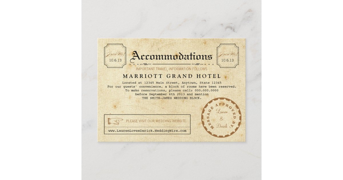 Telegram Hotel Accommodation Travel Insert Card | Zazzle
