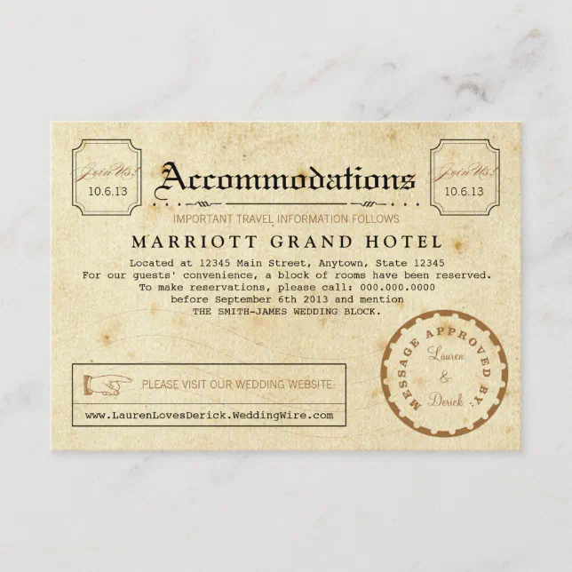 Telegram Hotel Accommodation Travel Insert Card | Zazzle