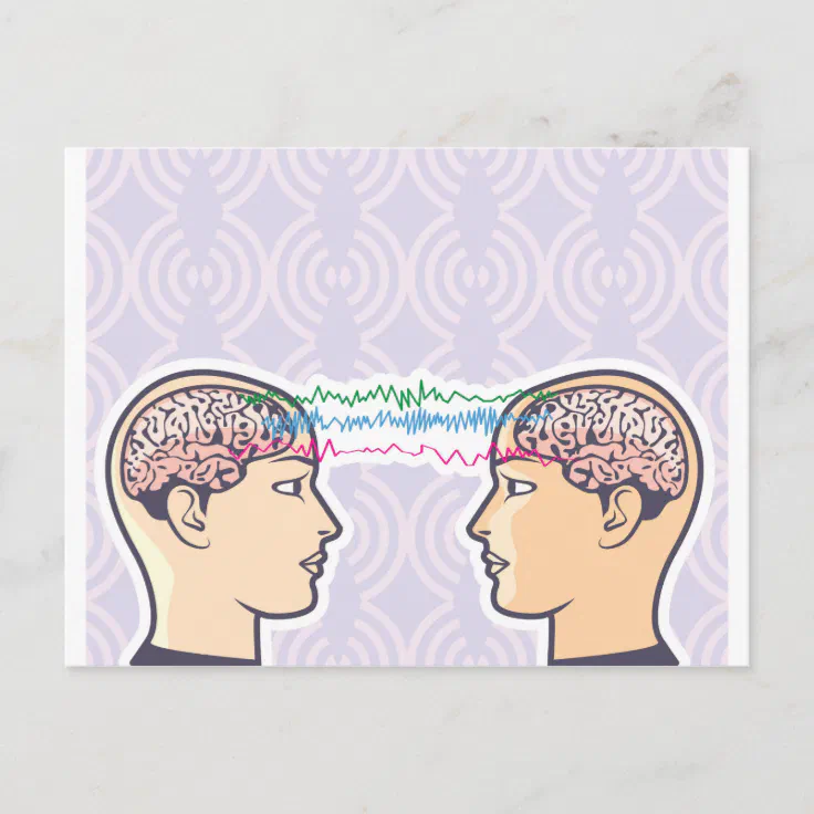 Telepathy Between Human Brains via Brainwaves Postcard | Zazzle