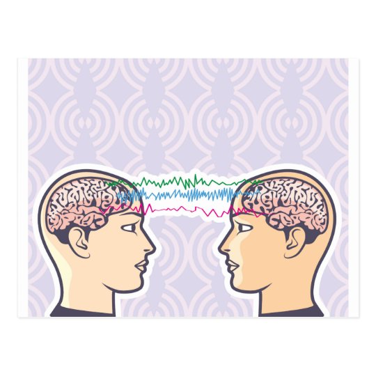 Telepathy Between Human Brains via Brainwaves Postcard | Zazzle.com