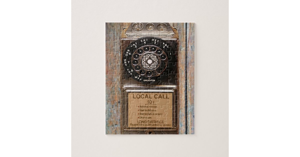 Telephone antique rotary pay phone rugged jigsaw puzzle | Zazzle