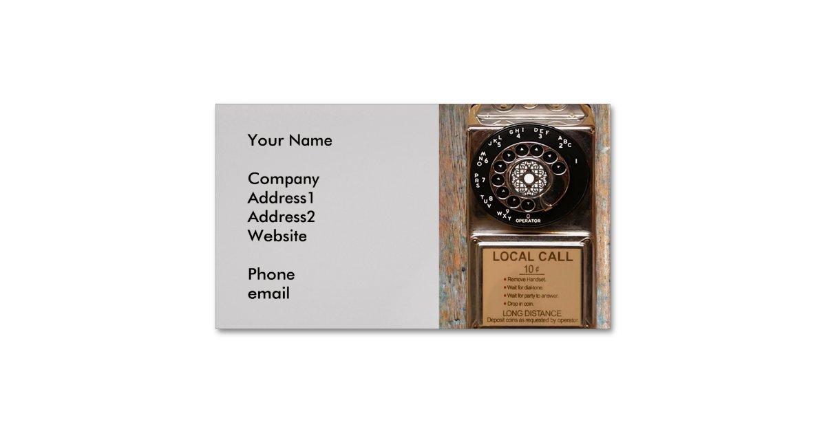 Telephone antique rotary pay phone rugged magnetic business card | Zazzle