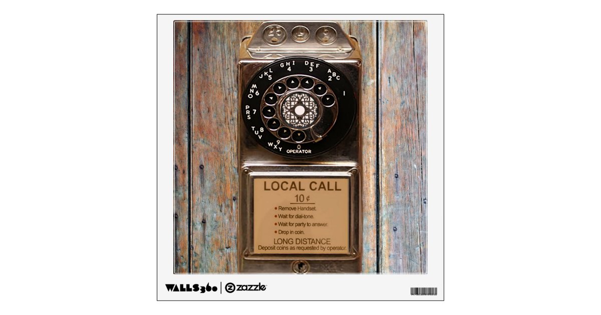 Telephone antique rotary pay phone rugged wall decal | Zazzle