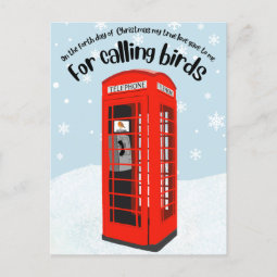 Telephone box 12 days of Christmas funny Holiday Postcard | Zazzle