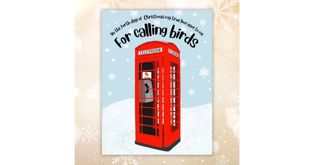 Telephone box 12 days of Christmas funny Holiday Postcard | Zazzle