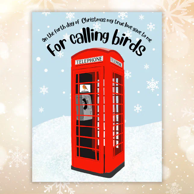 Telephone box 12 days of Christmas funny Holiday Postcard | Zazzle