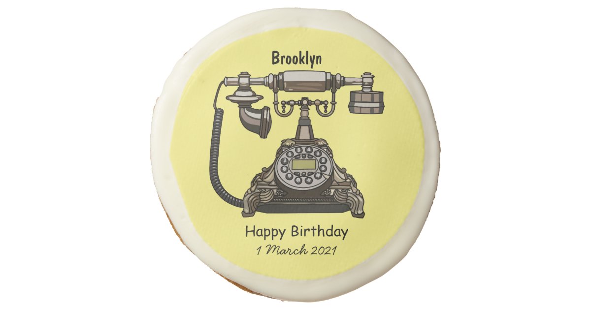 Telephone cartoon illustration sugar cookie | Zazzle