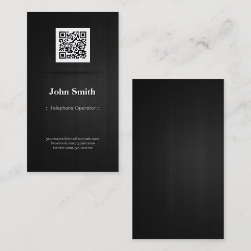 Telephone Operator - Elegant Black QR Code Business Card | Zazzle