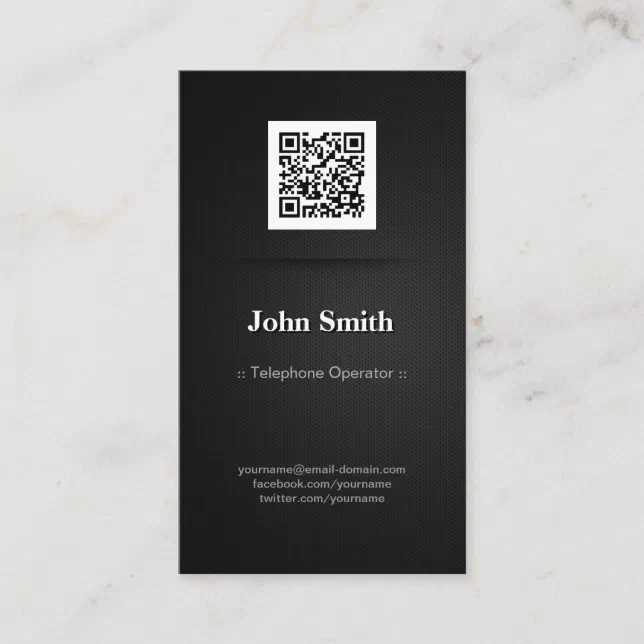 Telephone Operator - Elegant Black QR Code Business Card | Zazzle
