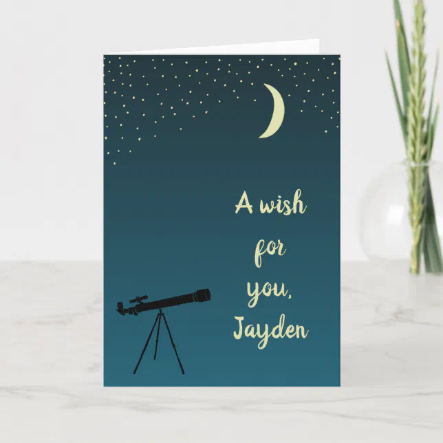 Telescope and Night Sky Astronomy Themed Card | Zazzle