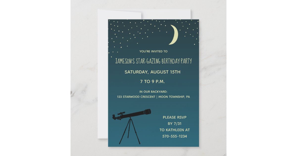 Telescope, Astronomy Themed Birthday Party Invitation | Zazzle