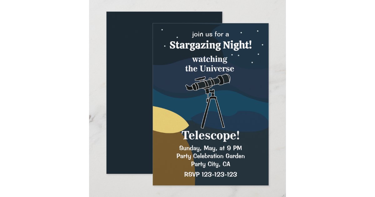 Telescope Night Sky Astronomy Stargazing Party Invitation | Zazzle
