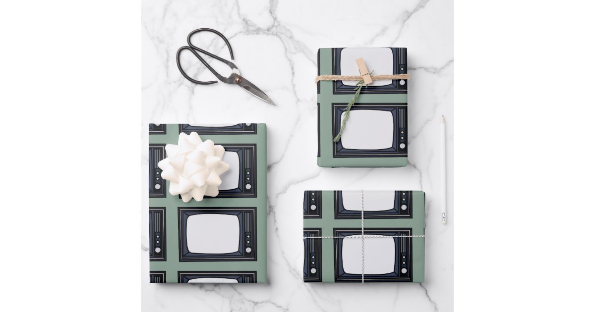 Television Old Classic Retro TV Pattern Wrapping Paper Sheets | Zazzle