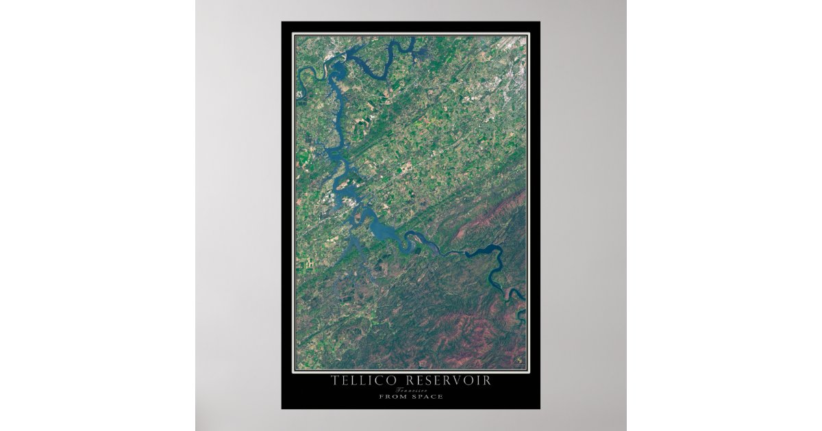 Tellico Lake Tennessee Satellite Poster Map | Zazzle