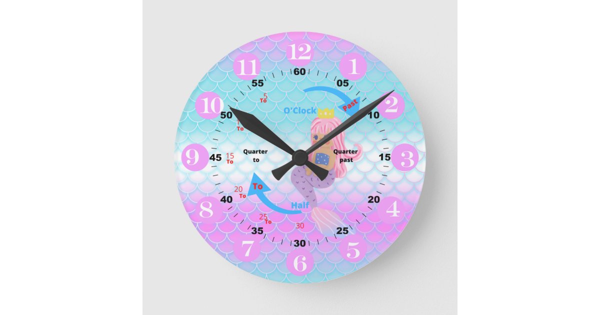 Telling Time Mermaid Clock | Zazzle