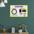 Telling Time on a Analog Clock and Digital Clock Poster | Zazzle
