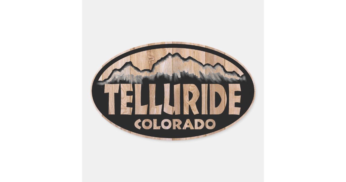 Telluride Colorado wood sign oval stickers | Zazzle