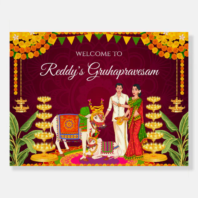 Telugu Housewarming sign & Housewarming board | Zazzle